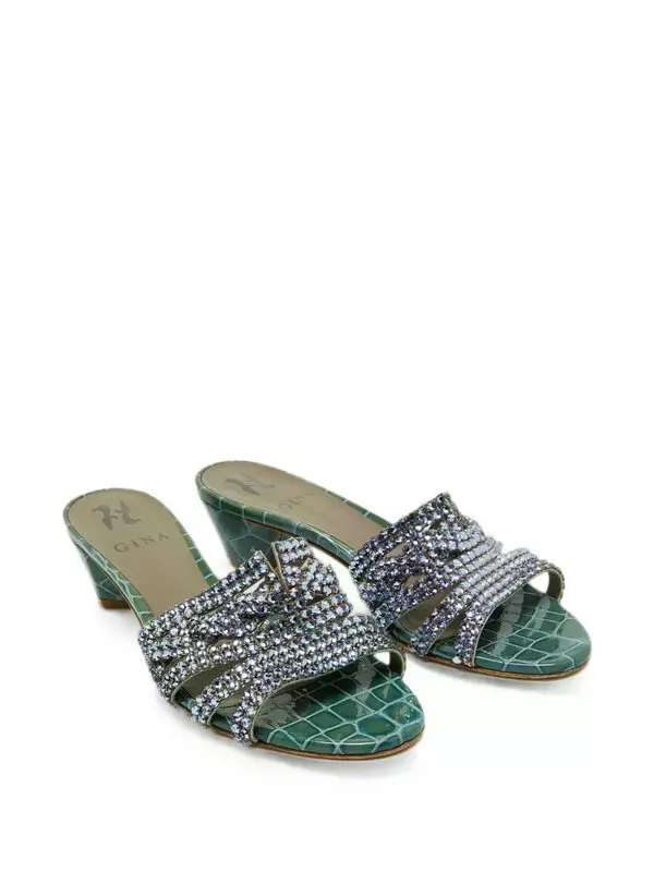 GINA Croc-effect Embellished Sandals