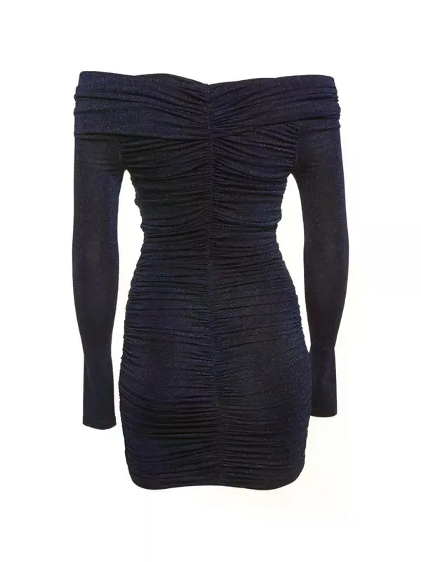 Elisabetta Franchi Ruched Metallic-knit Mini Dress