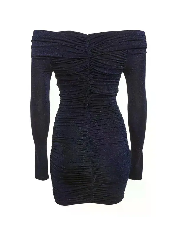 Elisabetta Franchi Ruched Metallic-knit Mini Dress