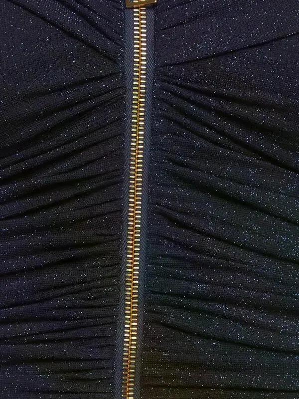 Elisabetta Franchi Ruched Metallic-knit Mini Dress