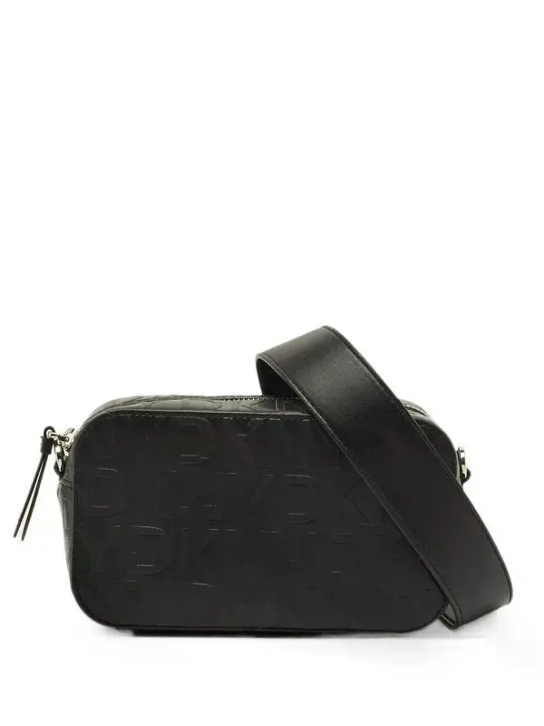 Dkny Monogram-embossed Leather Camera Bag - Black