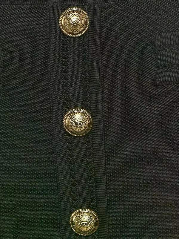 Balmain Mesh-knit Button-detail Mini Dress