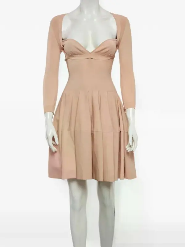 Alexander McQueen Jersey Knit Flared Mini Dress - Neutrals