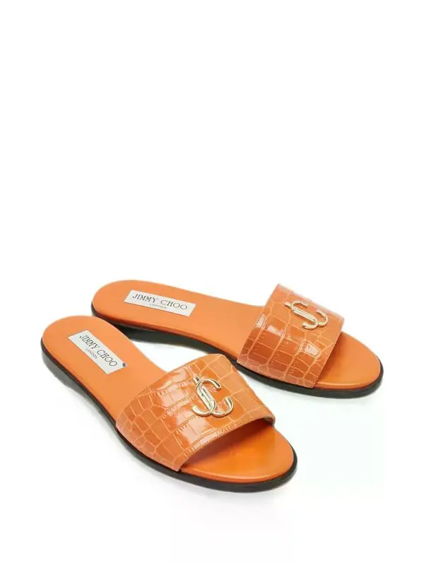 JIMMY CHOO Croc-embossed Leather Sandals