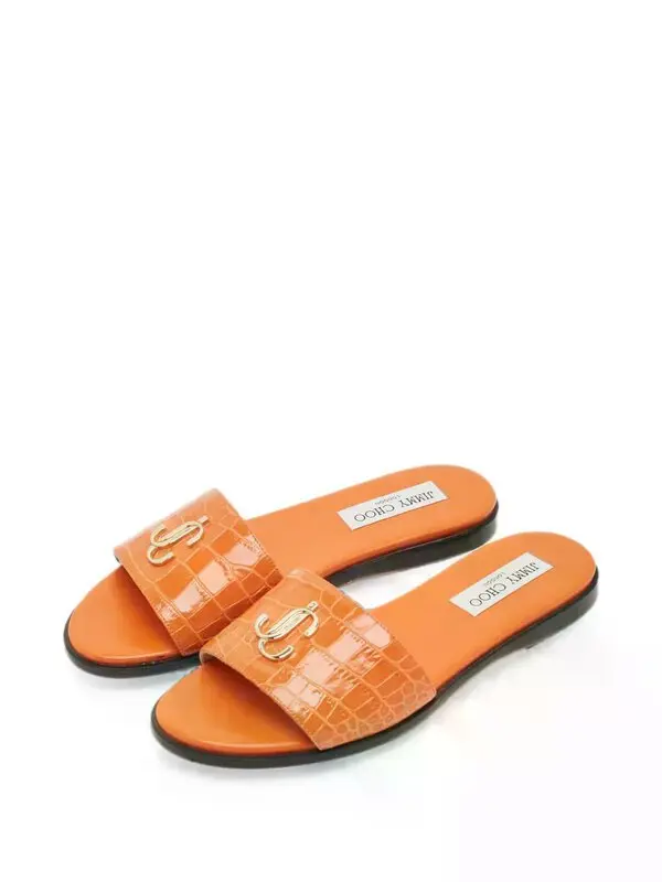 JIMMY CHOO Croc-embossed Leather Sandals