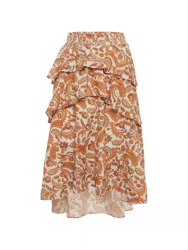 Maje Paisley Asymmetrical Skirt - Orange