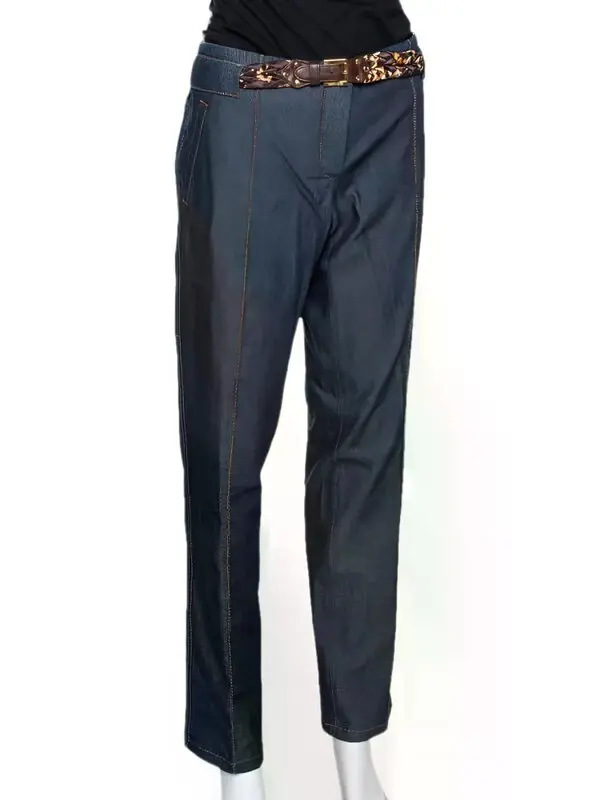Roberto Cavalli Leopard-print Trim Trousers - Blue