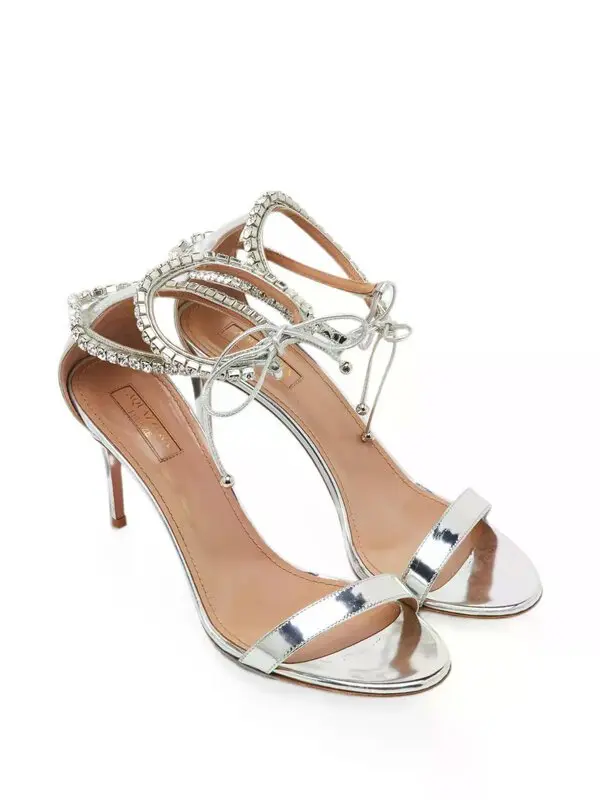 AQUAZZURA Embellished Ankle-wrap Sandals - Silver