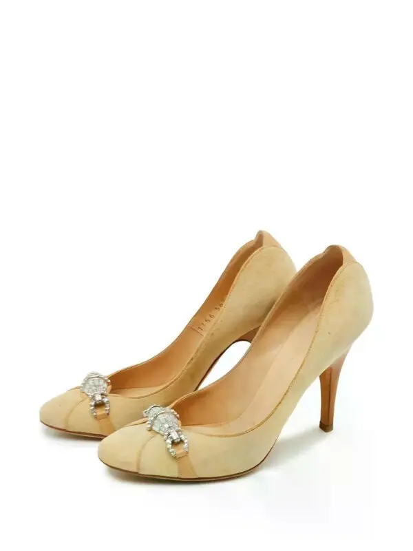 GIUSEPPE ZANOTTI Crystal-embellished Suede Stiletto Pumps - Neutrals