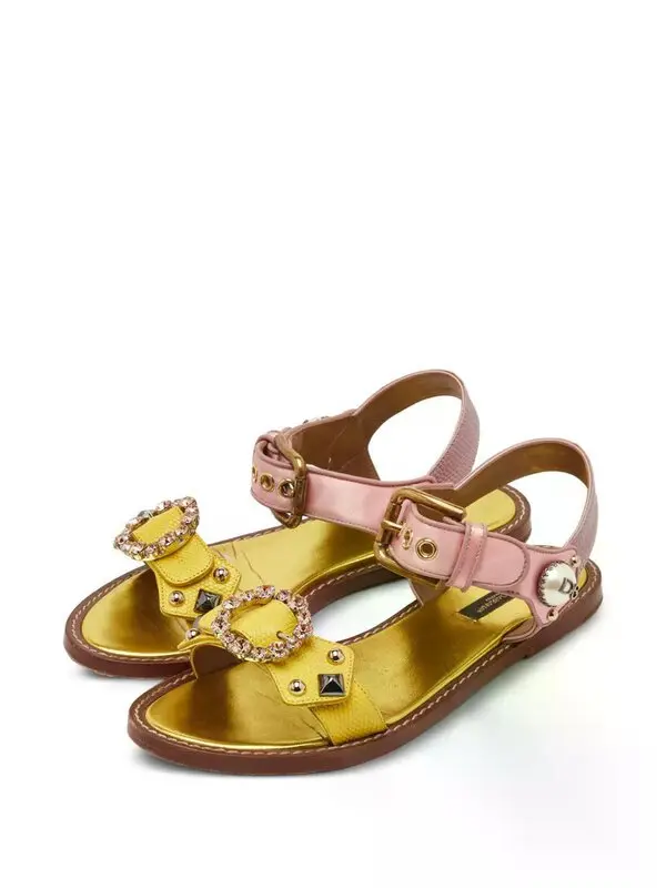 Dolce & Gabbana Embellished Lizard-effect Sandals