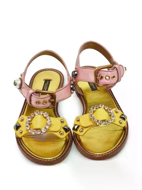 Dolce & Gabbana Embellished Lizard-effect Sandals