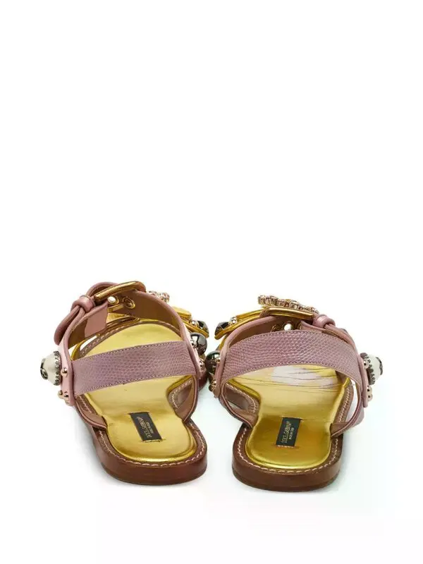 Dolce & Gabbana Embellished Lizard-effect Sandals