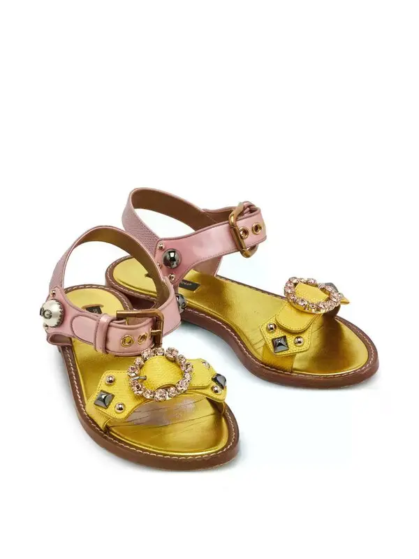 Dolce & Gabbana Embellished Lizard-effect Sandals