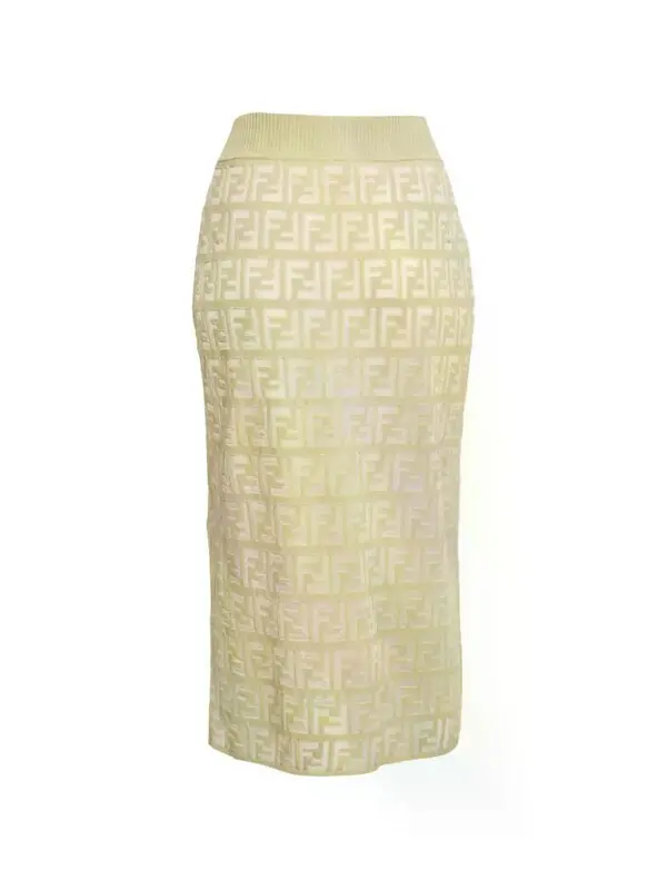 Fendi Ff Logo Knit Midi Skirt