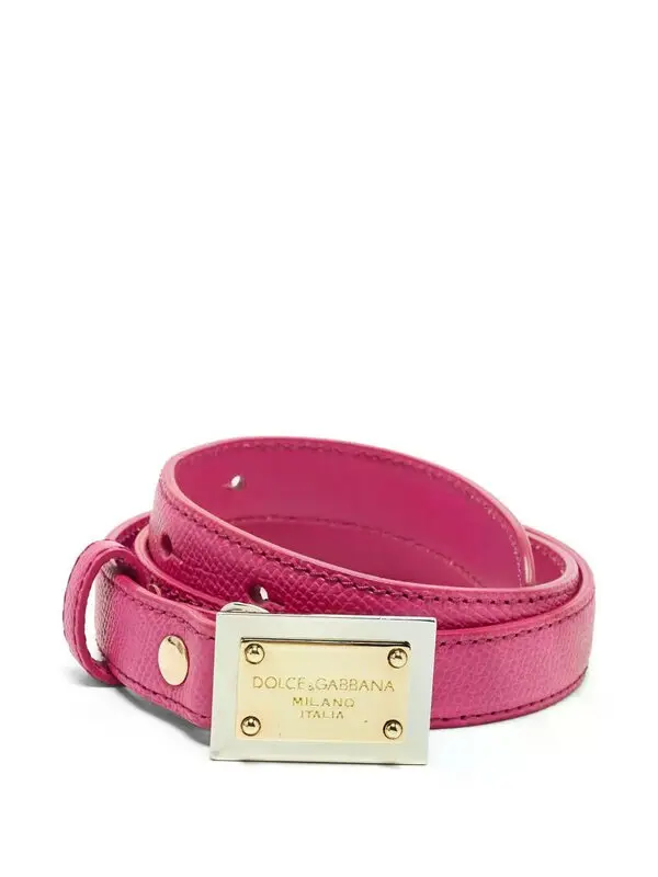 Dolce & Gabbana Logo Plaque Slim Belt - Pink