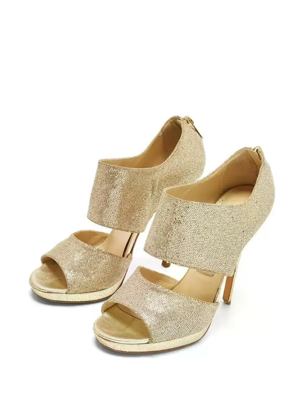 JIMMY CHOO Tone Glitter Almond-toe Sandals - Gold