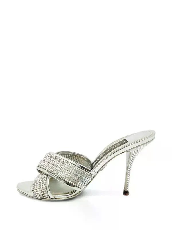 Dolce & Gabbana Crystal-embellished Criss-cross Sandals - Silver