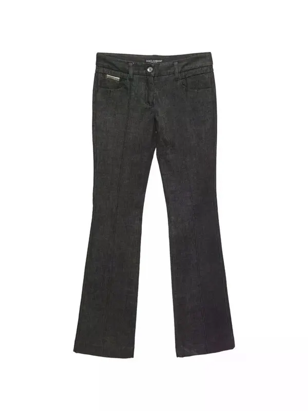 Dolce & Gabbana Flared Jeans With Logo Plaque Belt Loops - Black