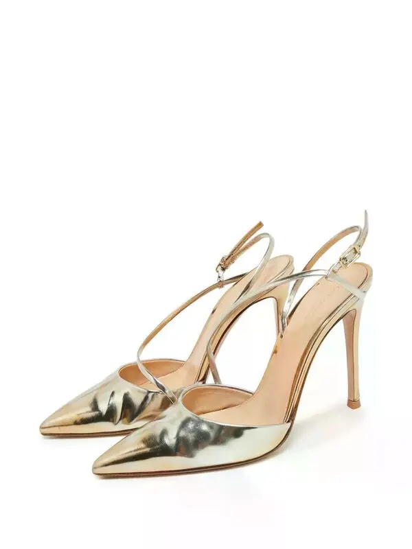 GIANVITO ROSSI Metallic Pointed-toe Slingback Pumps