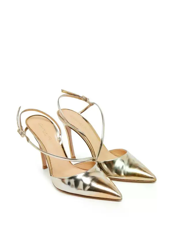 GIANVITO ROSSI Metallic Pointed-toe Slingback Pumps