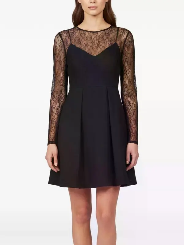 Sandro Lace Pleated Mini Dress - Black