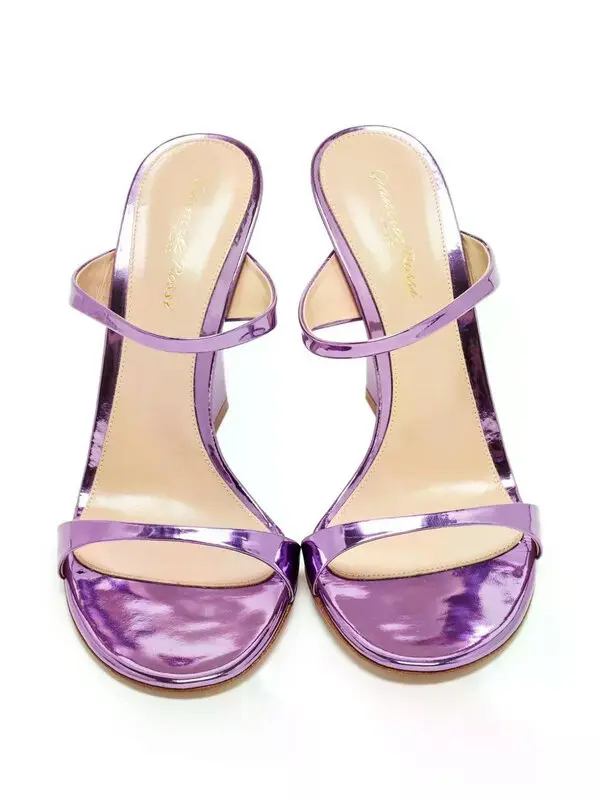 GIANVITO ROSSI Aura Metallic Leather Heeled Sandals - Purple