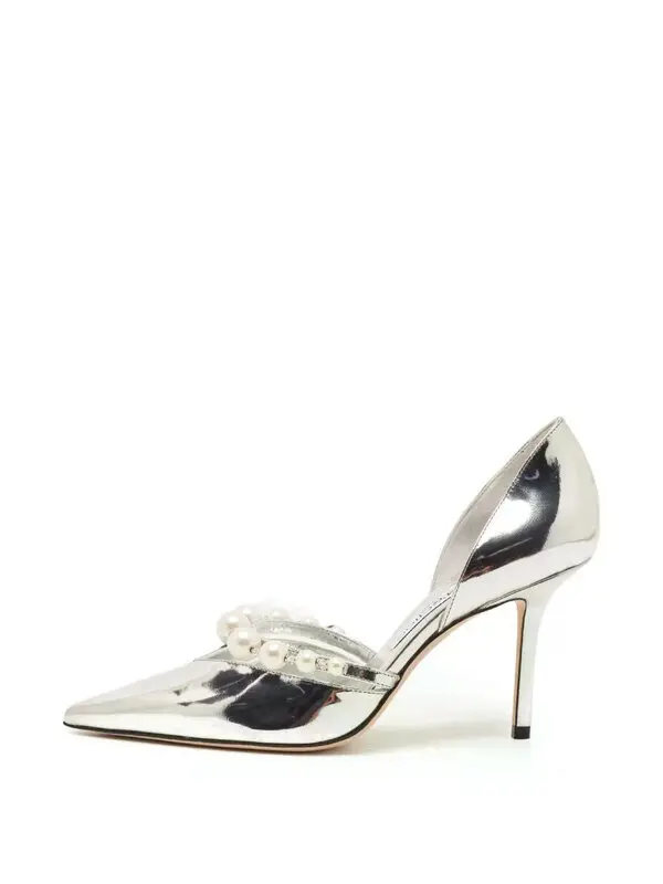 JIMMY CHOO Aurelie Pearl-detail Pumps - Silver