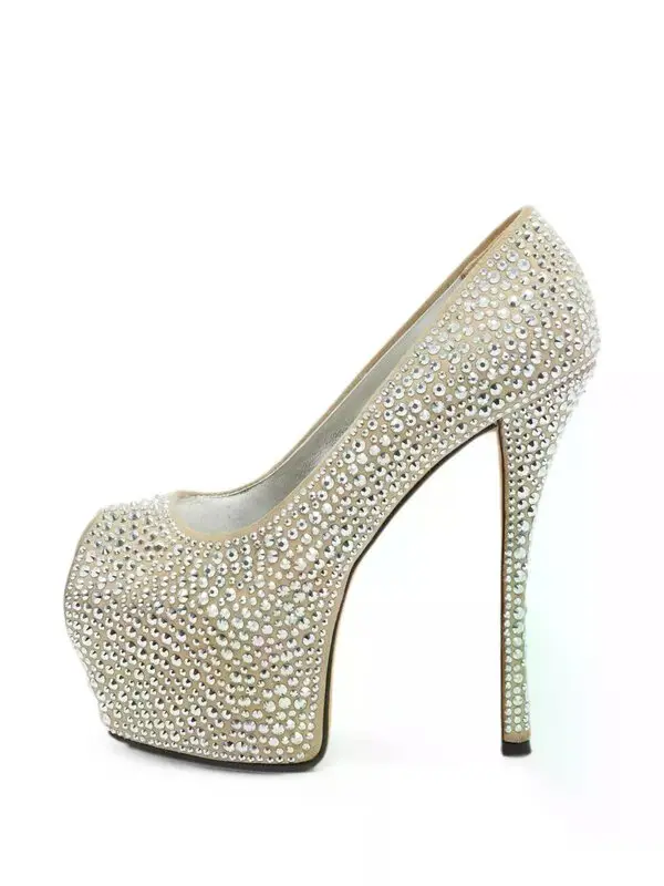 GIUSEPPE ZANOTTI Liza Crystal-embellished Platform Pumps - Neutrals