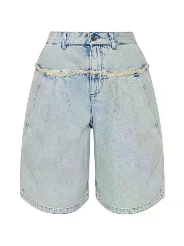MARANT ETOILE Iselle Frayed-trim Denim Knee-length Shorts - Blue
