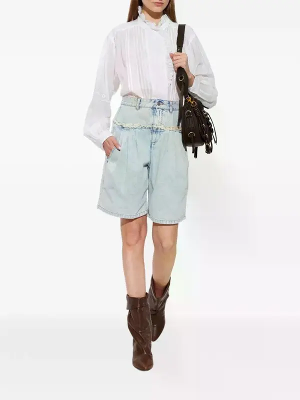 MARANT ETOILE Iselle' Frayed Trim Denim Knee-length Shorts