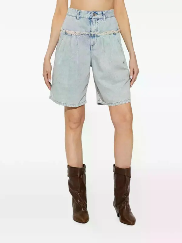 MARANT ETOILE Iselle' Frayed Trim Denim Knee-length Shorts
