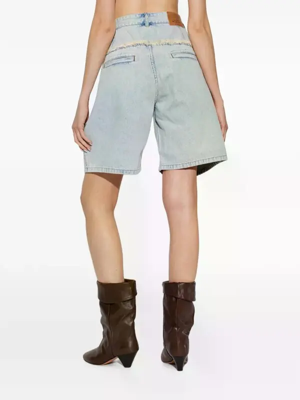 MARANT ETOILE Iselle' Frayed Trim Denim Knee-length Shorts