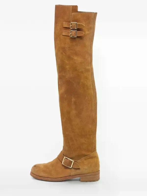 JIMMY CHOO Suede Buckle Detail Boots