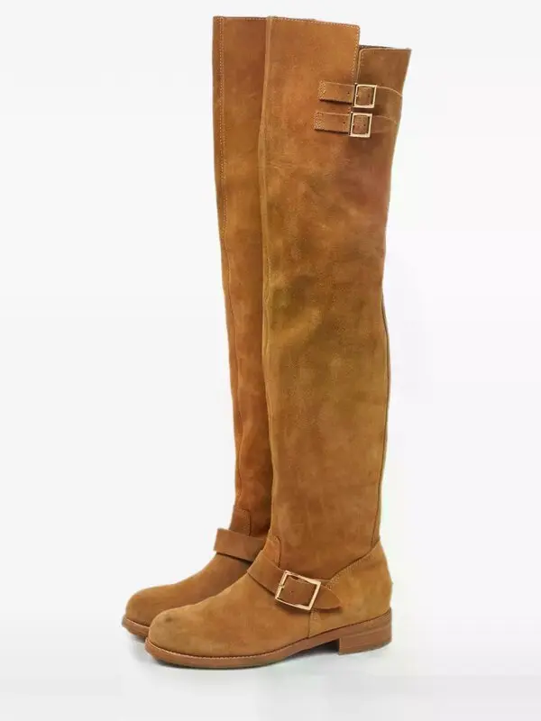 JIMMY CHOO Suede Buckle Detail Boots