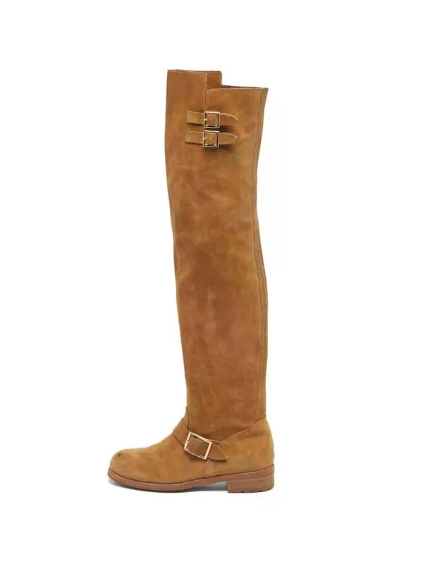 JIMMY CHOO Suede Buckle Detail Boots - Neutrals