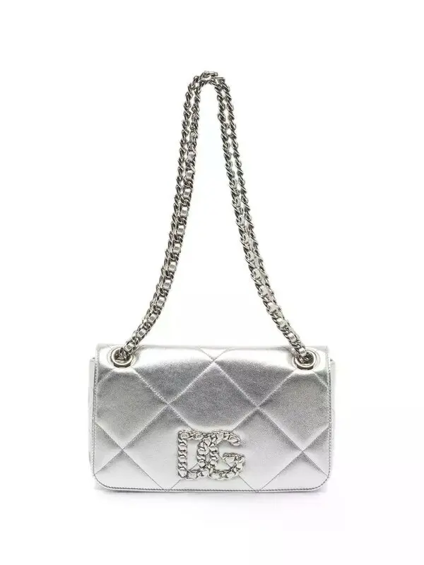 Dolce & Gabbana Dg Logo Quilted Shoulder Bag - Silver