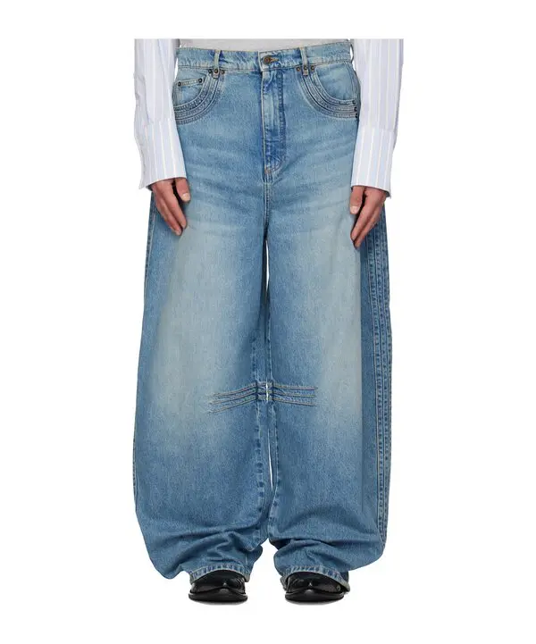 EGONLAB Overscaled Belt Loop Jeans - Light Blue