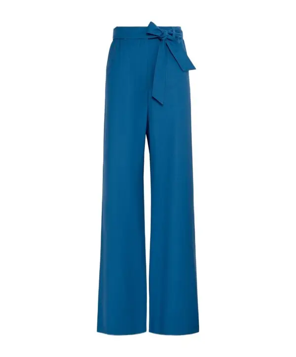 Max Mara Wool Trousers With Belt - Navy Blue