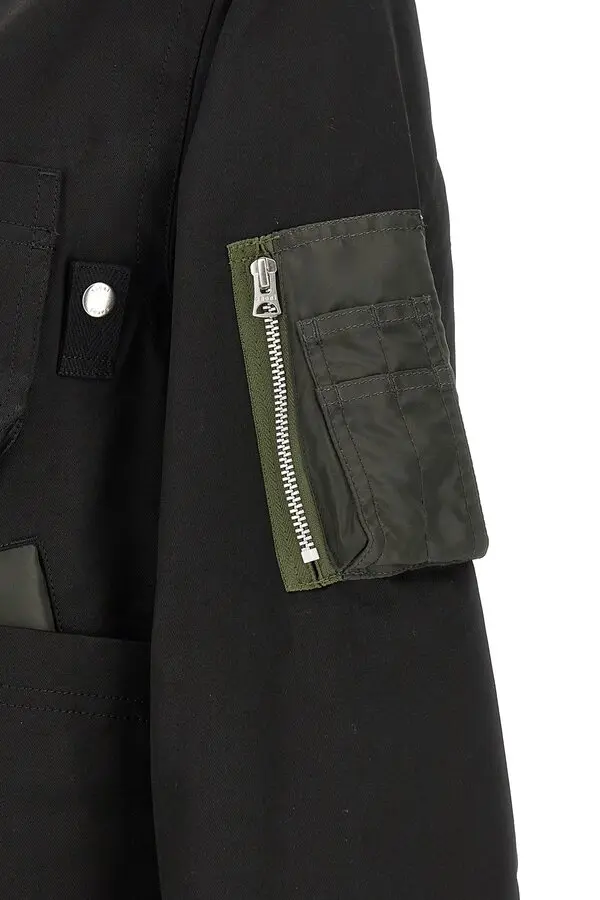 Sacai Long-sleeved Zip-up Jacket With Multiple Pockets