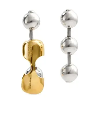 MAISON MARGIELA Two-tone Orb Drop Earrings - Silver
