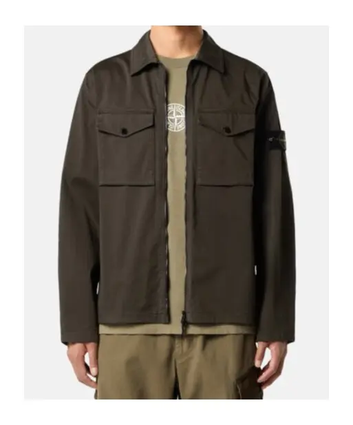 Stone Island Regular-fit Zip-up Overshirt With Chest Pockets