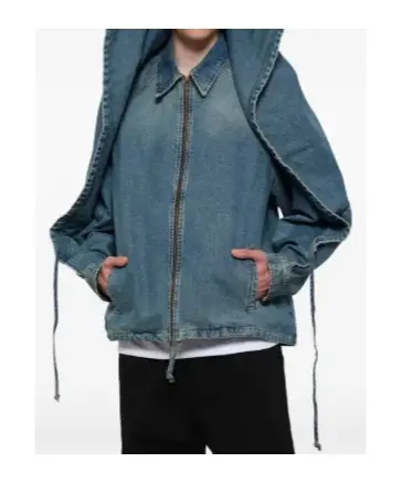EGONLAB Convertible Hooded Zip-up Denim Jacket