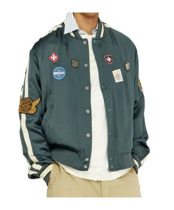 DIESEL® Satin Bomber Jacket With Patches