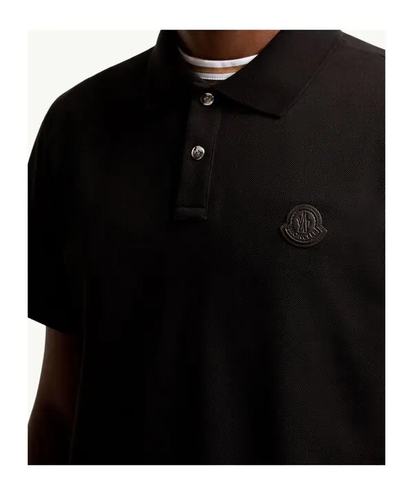 Moncler Logo Patch Cotton Piquet Polo Shirt