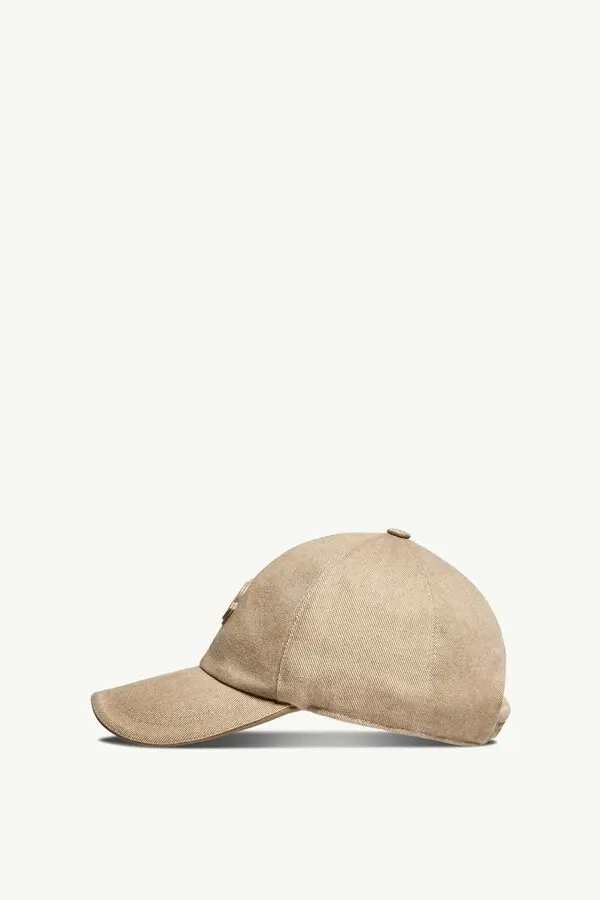 Moncler Leather Logo Cotton Gabardine Baseball Cap