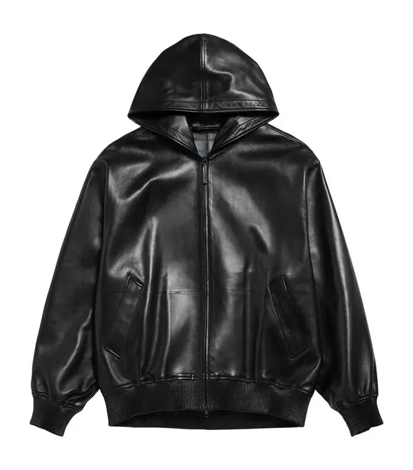 Balenciaga Leather Hooded Jacket