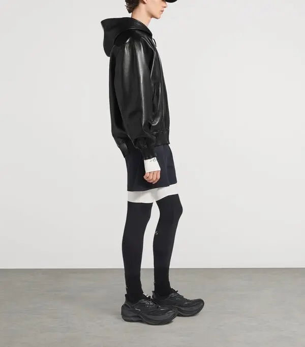 Balenciaga Leather Hooded Jacket