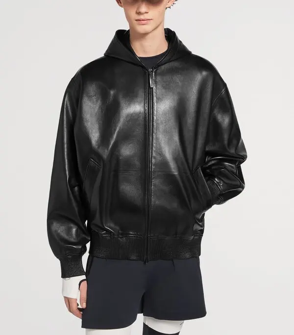 Balenciaga Leather Hooded Jacket