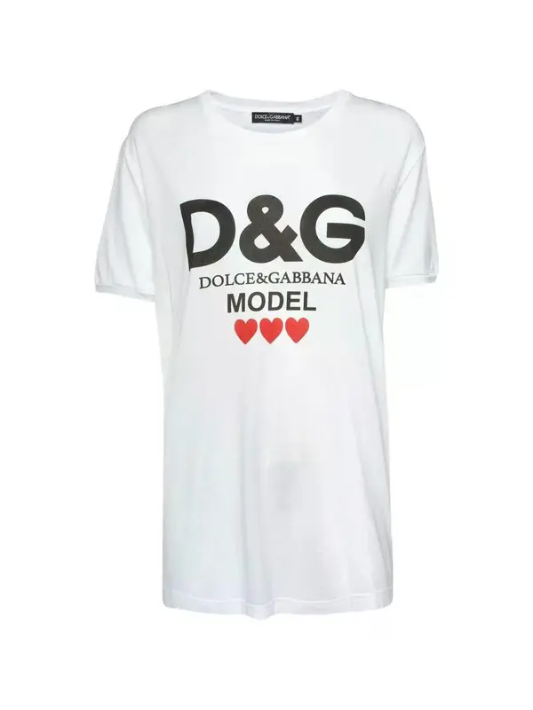 Dolce & Gabbana Logo Heart Print V-neck T-shirt