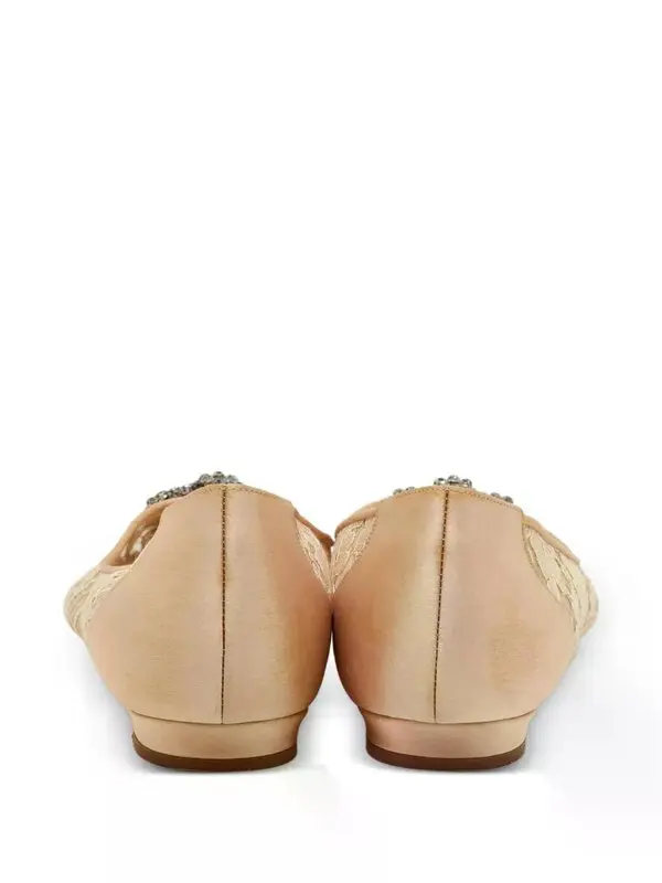 Manolo Blahnik Hangisi Embellished Ballet Flats - Neutrals